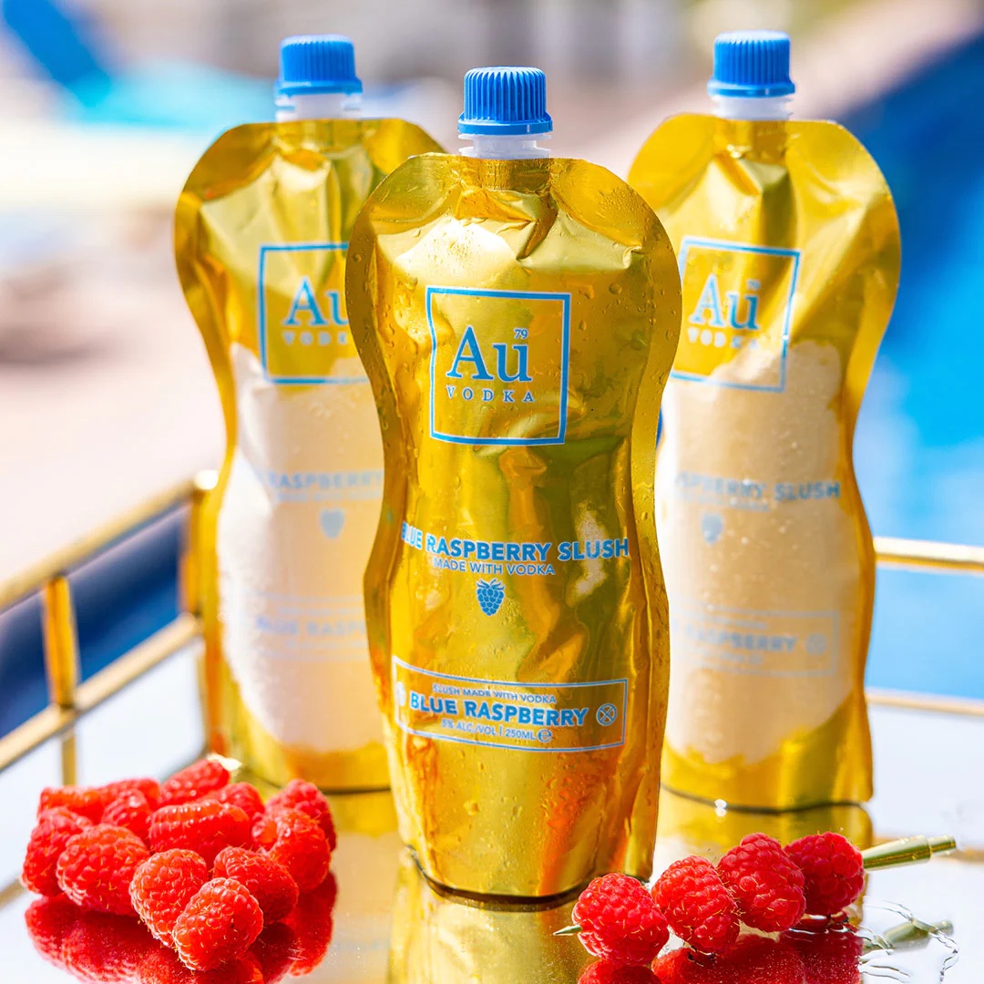 AU VODKA BLUE RASPBERRY SLUSH POUCH, 250ML X 12 - Drinks On Tap